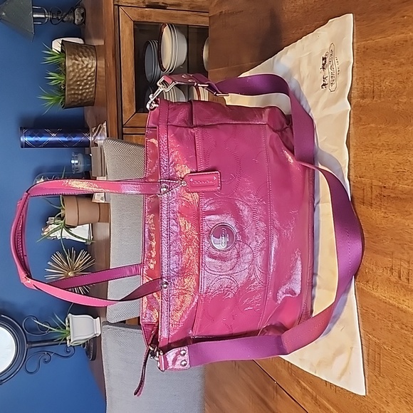 Coach | Bags | Coach Berry Patent Leather Signature Large Diaper Travel ...